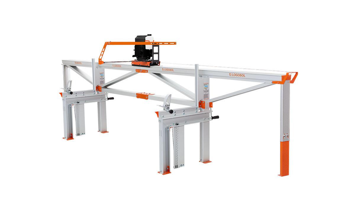 F2 Chain Sawmill 4 m with ES5 electric saw and basic crank feeding